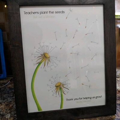 Dandelion Thumbprint Art, Teacher Fingerprint Gift, Teacher ...