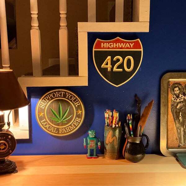 Interstate 420 Shield Carved Wood Highway Sign. Weed Lovers Man Cave ...