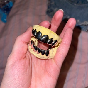 Handmade Custom Dental Gold Top Fangs With Bottom Wolf Style Grillz - Etsy