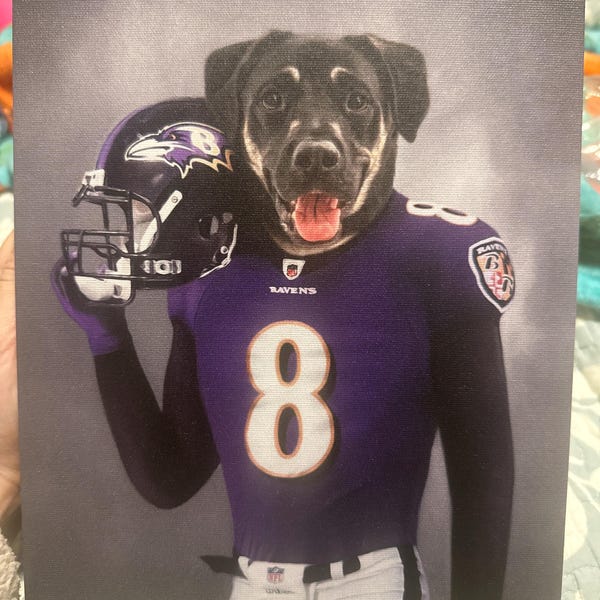 American Football Pet Portrait, NFL Dog Portrait, Poster, Custom Dog ...