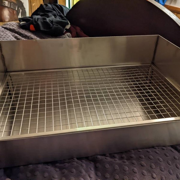 Stainless Steel Scatterless Litter Pan Box With Guard Small Pets Rabbit ...