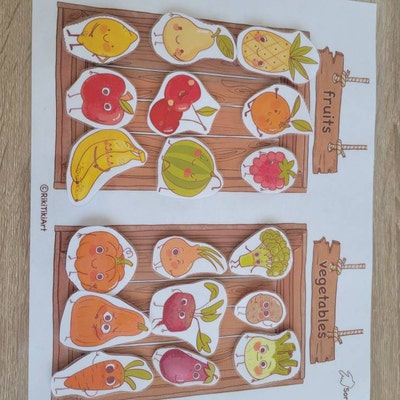 Fruits and Vegetables Sorting Activity Educational Preschool Worksheets ...