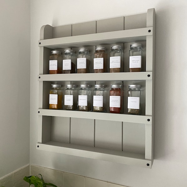 Handmade Wooden Rustic Spice/herb Rack/ Kitchen Storage/spice Shelf ...