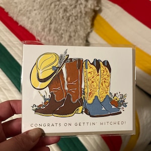 Congrats Cowboy Boots Wedding Letterpress Greeting Card - Etsy