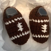 Football Slippers, Football Booties, Baby Crochet Football Shoes, Baby ...