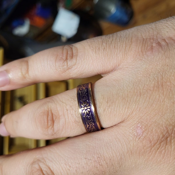 Coin Ring, Turquoise Ring, Japanese Ring, Bronze Ring, Japanese Coin ...