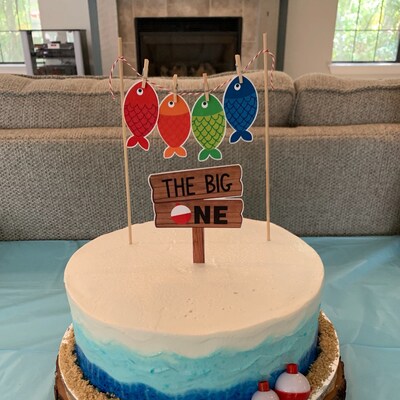 Fishing Cake Toppers, Printable Cake Toppers, the Big One Cake Topper ...
