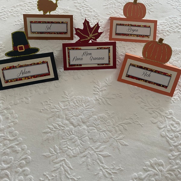 Thanksgiving Place Cards Set of 12 Fall Party Decoration Autumn Food ...