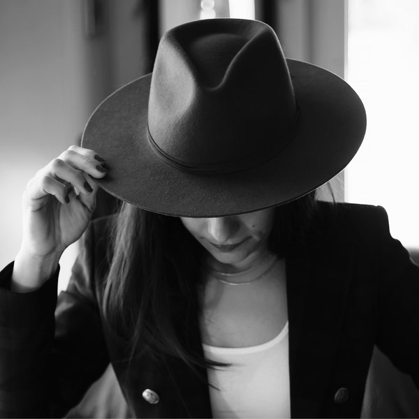 Brown Wide Stiff Brim Wool Felt Fedora Hat for Women - the Lefroy - Etsy