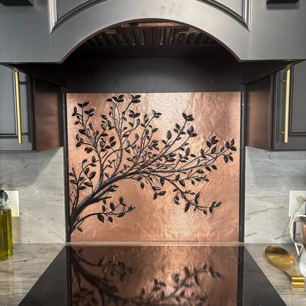 Tree of Wisdom Copper Mural for Kitchen Backsplash, Indoor & Outdoor ...