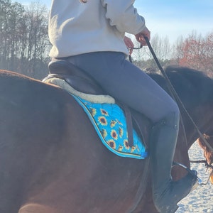 Handmade Glitter Navy Blue Horse English Saddle Pad With Matching Fly ...