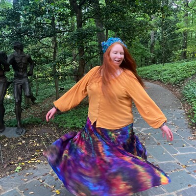 Deep Electric Rainbow Hand Dyed Tiedyed Rayon Gauze Long Skirt - Etsy