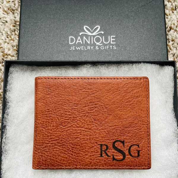 Personalized Leather Wallet Monogram Genuine Leather Wallet for Men ...