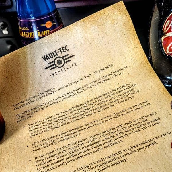 Fallout Vault- Tec Letter - Etsy