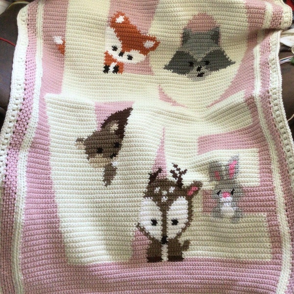 Woodland Animals Love, SC Crib, Graph + Written Line by Line Color ...