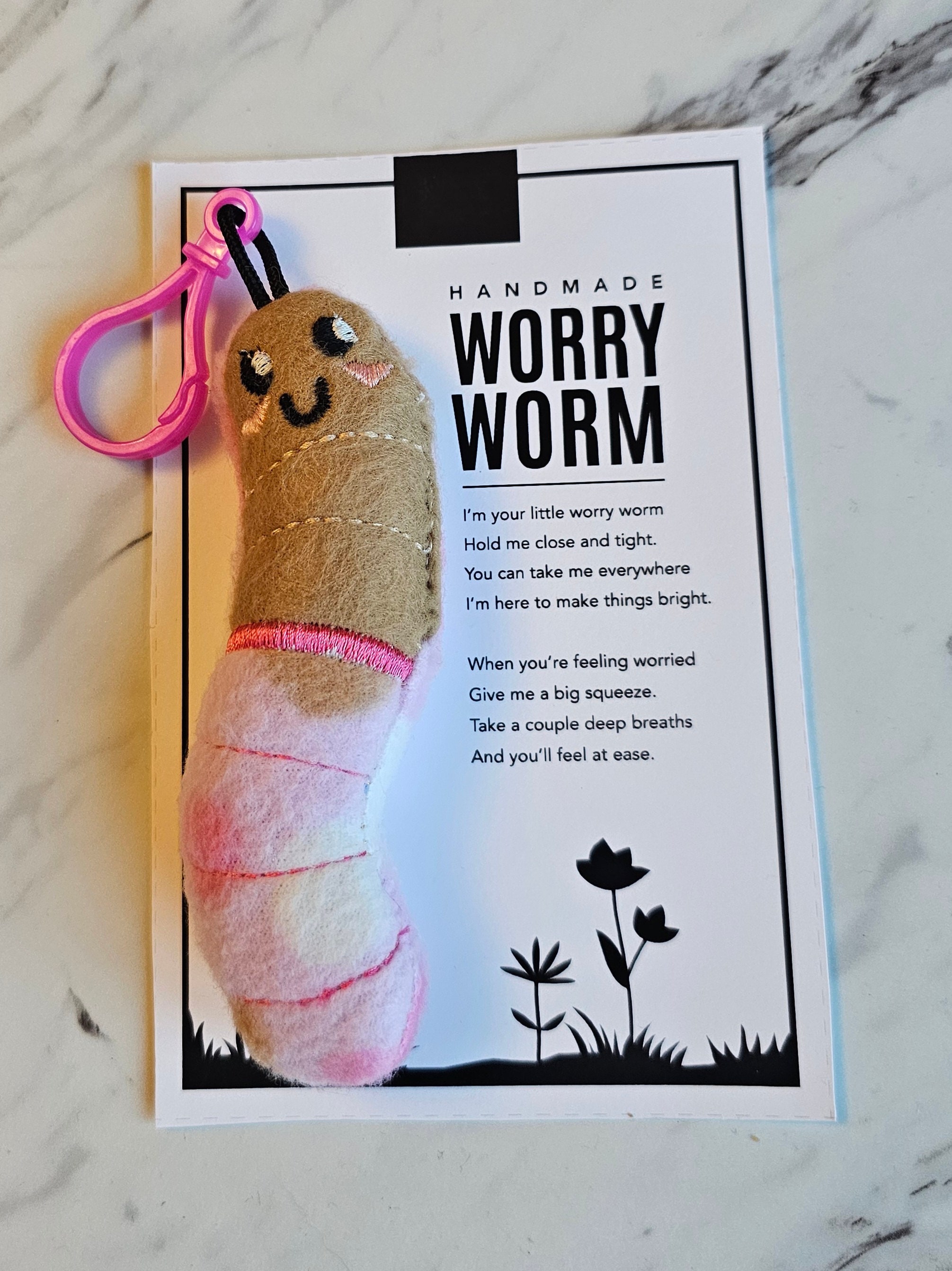 PRINTABLE Worry Worm Cards Hang Tags - Digital PDF - Backing display ...