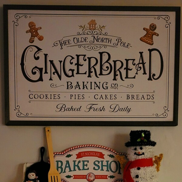 Gingerbread Baking Company Sign, Gingerbread Bakery Sign, North Pole ...