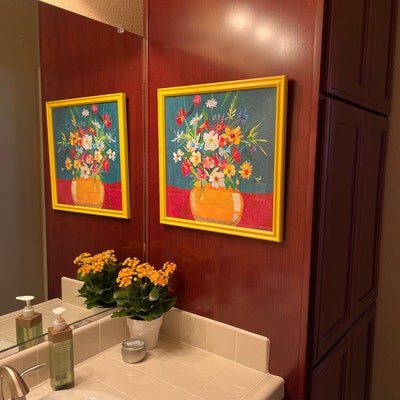 Whimsical Collage Flower Pot Still Life Fine Art Wall Decor Print for ...