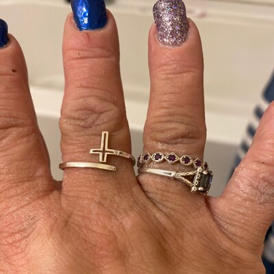 Celebrity Style Cross Ring Double Wrap Upright Cross Ring , By-pass ...