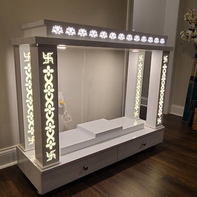 Pooja Mandir / Designer Wooden Temple With LED Lights / Mandir for Home ...