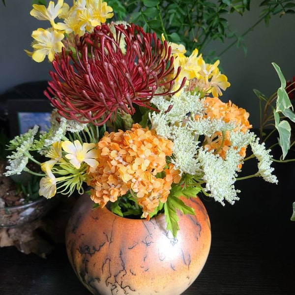 Raku Pottery With Striped Crackle Glaze. Orange and Brown. - Etsy