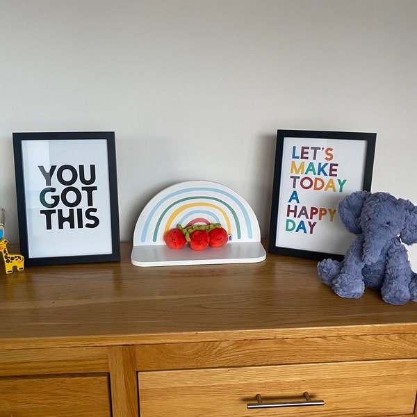 Let's Make Today A Happy Day Print | Childrens Room Decor | Rainbow ...