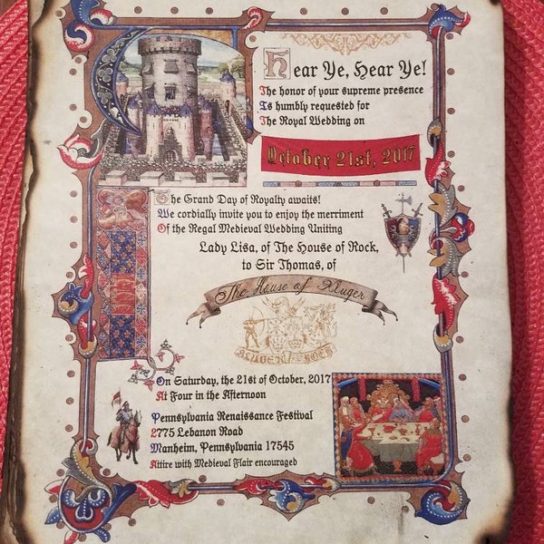 Medieval Renaissance Royal Aged Scroll Wedding Invitations, Famed ...