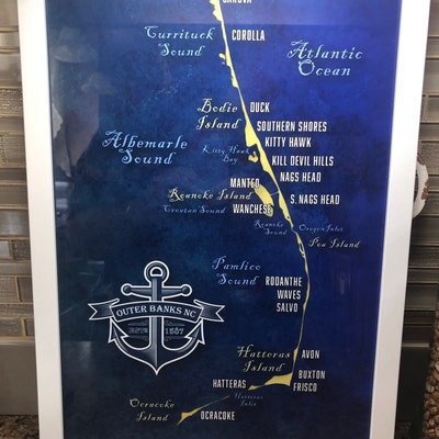 Outer Banks Map Wooden Christmas Ornaments/magnets Nautical Design on ...