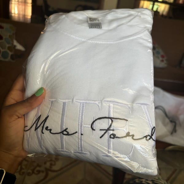 Custom Mrs. Embroidered Sweatshirt, Date on Sleeve, Hubby Wifey Shirt ...