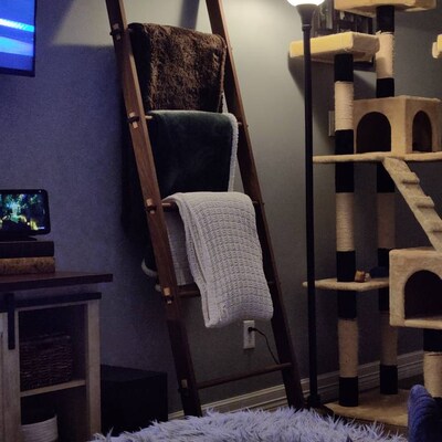 Wall-mounted 5-rung Walnut Blanket Ladder Solid Hardwood - Etsy