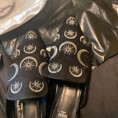 Witchy Embroidered Hecate Triple Moon Star Mules Witchy - Etsy Australia