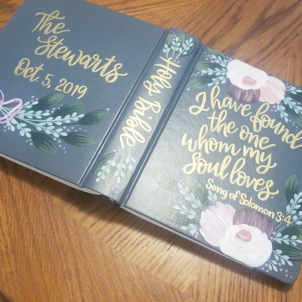 Hand Painted Bible, Wedding Guest Book Alternative, Book Sleeve/case ...