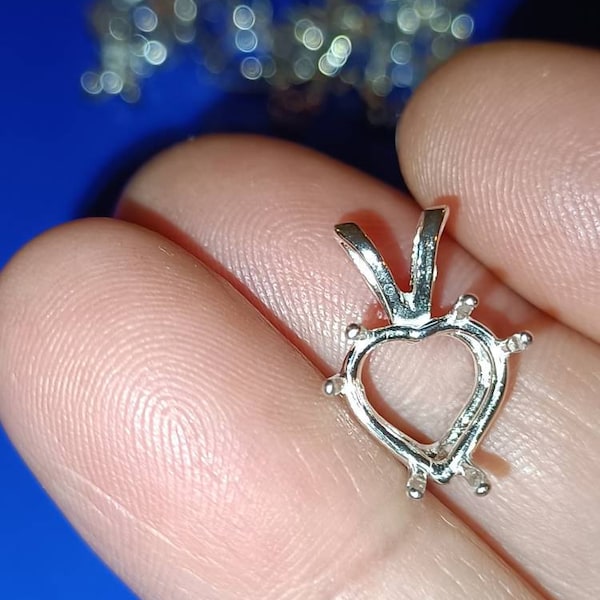 Heart 6 Prong (4mm-16mm) Sterling Silver Pre-notched Pendant Setting ...