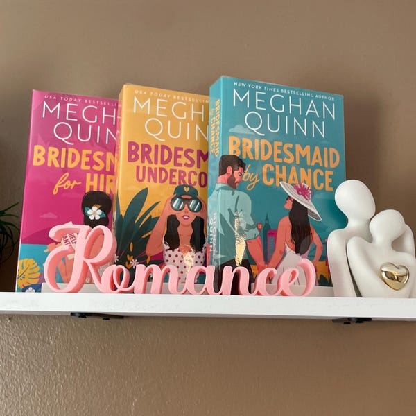 Romance Bookshelf Sign Library Book Lover Gift Custom Colors Book Club ...