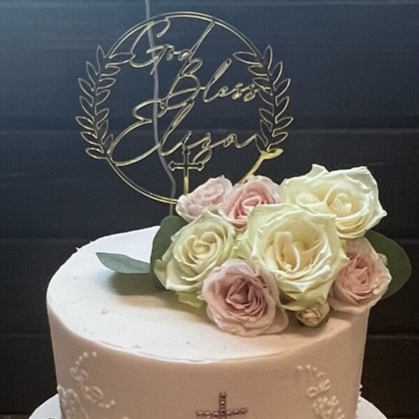 Rustic Baptism Cake Topper Personalized First Communion Cake Toppers ...