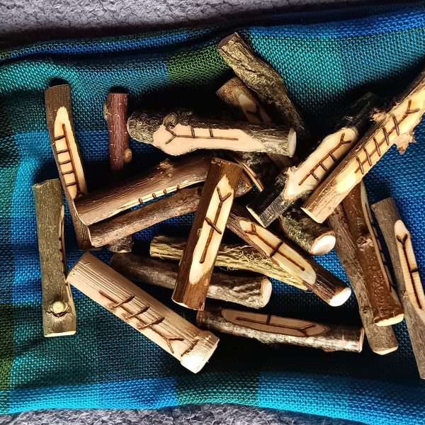 20 Celtic Tree Ogham Staves Made With Corresponding Woods With Pouch ...