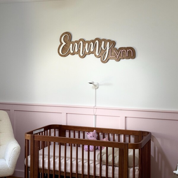 Personalized 3D Nursery Baby Name Sign | Custom Wood Name Plaque ...