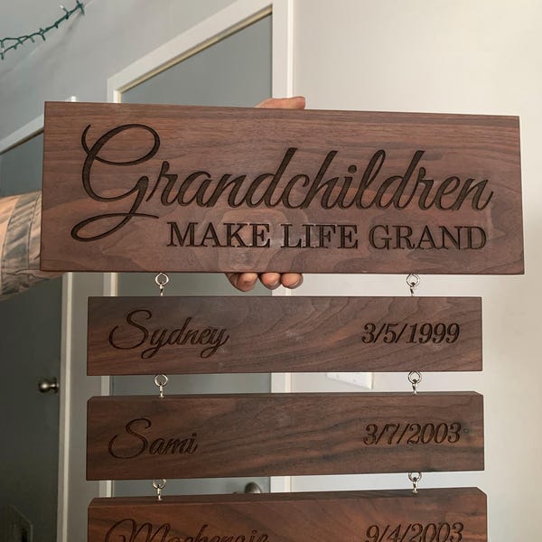 Personalized Grandparent Sign, Grandchildren Birthday Sign, Christmas ...