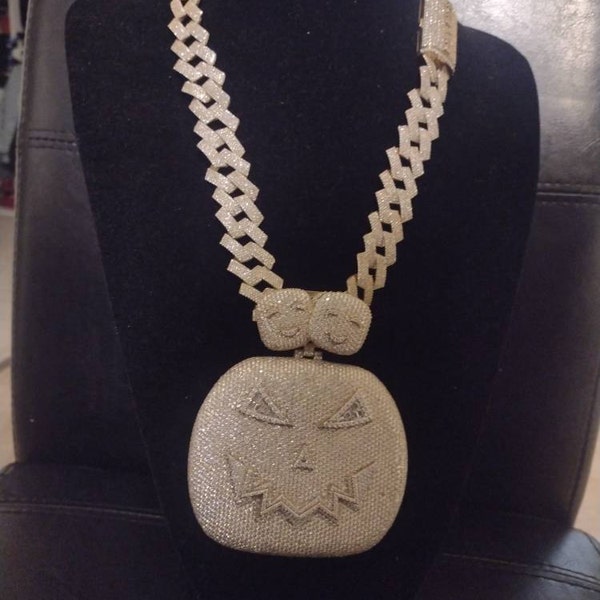 5.10 Ct Custom Hand Made Hiphop Cartoon Pendant / CZ/ Round Diamond ...