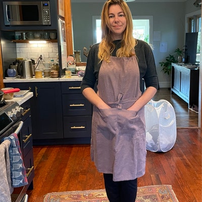 Adjustable Linen Apron With Pockets, Natural Apron for Women ...