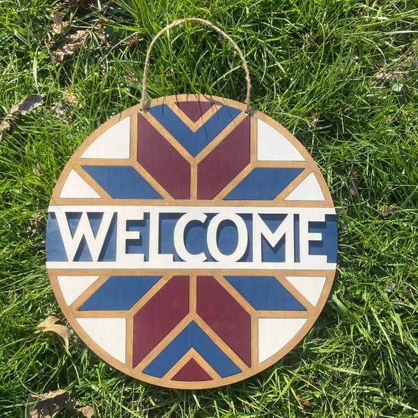 Barn Quilt Welcome Sign, Digital Download, SVG Laser Cut File, Cricut ...