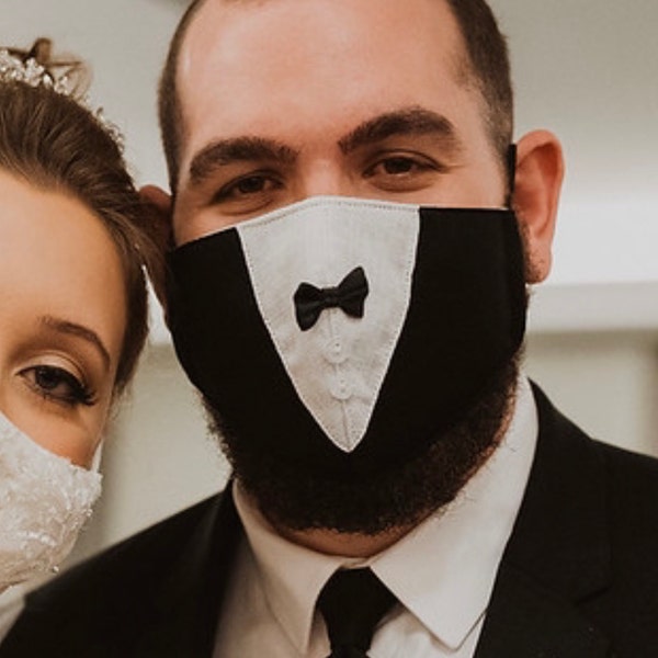 Bride and Groom Cotton Face Mask With Filter,face Mask Wedding,set of ...