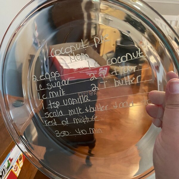 Transform HANDWRITTEN RECIPE Into an Engraved Pie Plate - Family ...