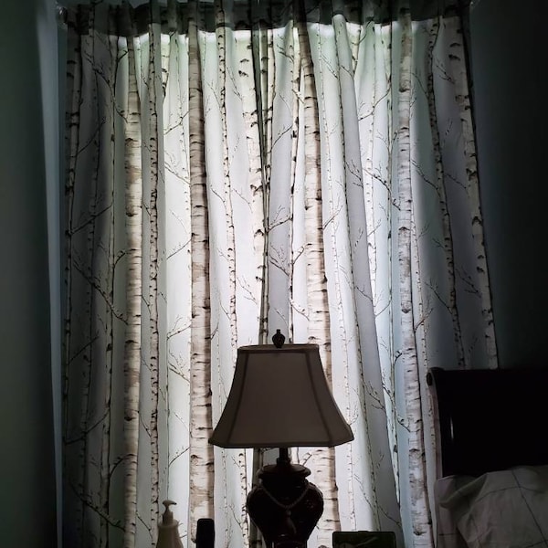 Birch Tree Curtain Panel - Birch Grove in Whitestone by ...
