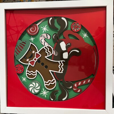 Gingerbread Shadow Box Svg, Shadow Box Svg, Christmas Shadow Box Svg ...