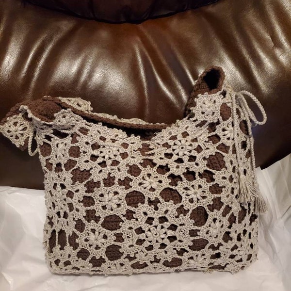 Crochet Bag PATTERN - Window Frost - Shoulder Purse, Handbag, Messenger ...
