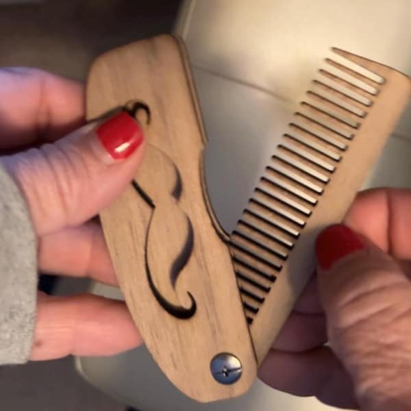 Laser Cut Wooden Combs Svg Bundle Glowforge Beard Comb Set of 5 Svg ...