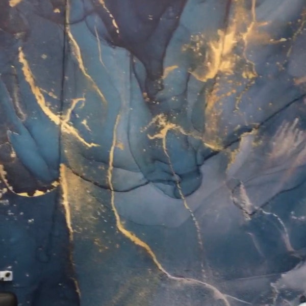 Watercolor Blue Marble Wallpaper, Abstract Turquoise Matte Wall Mural ...