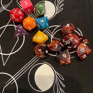 Fireheart Red and Black Gold Dice, Fire Dice, Handmade Resin Sharp Edge ...