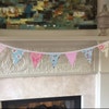 Shabby Chic Bunting Banner, Pink and Blue Fabric Flags, Medium Flags ...
